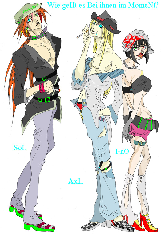 楽しんで描けた一作。頭に装飾品ある人達。